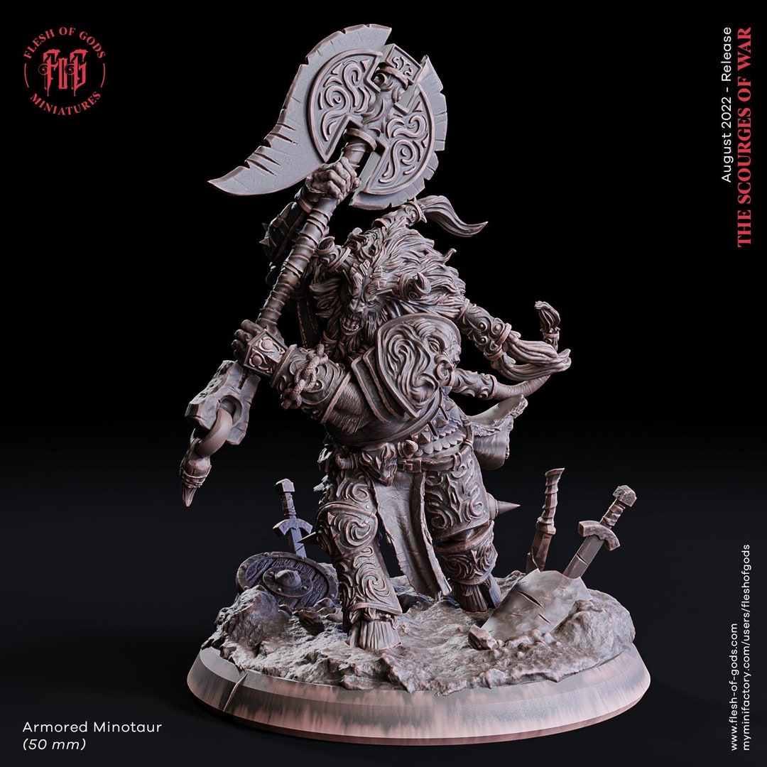 Armored Minotaur | Premium Resin DND Miniature | Hand Cleaned | 28mm ...