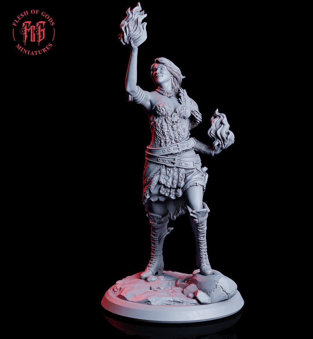 Pyromancer | Premium Resin DND Miniature | Hand Cleaned | 28mm 32mm ...