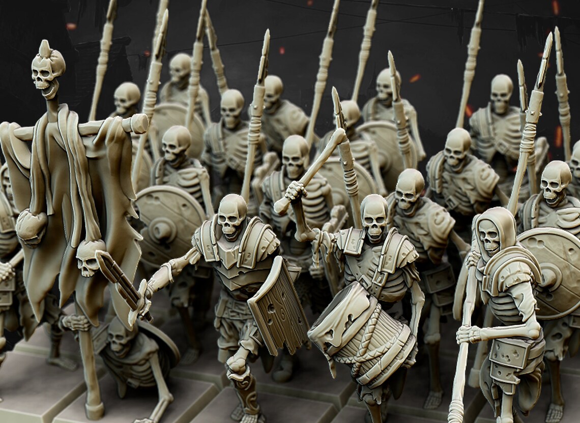 Skeleton Miniatures / Undead Spearmen 32mm / 28mm Ideal - Etsy