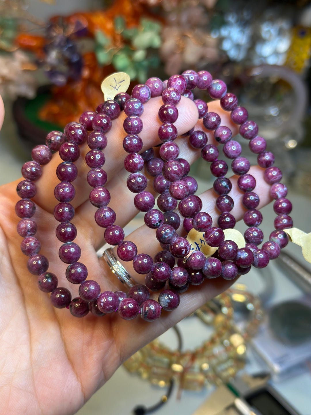 100% Natural Genuine Untreated African Ruby Stretch Beaded Bracelet ...