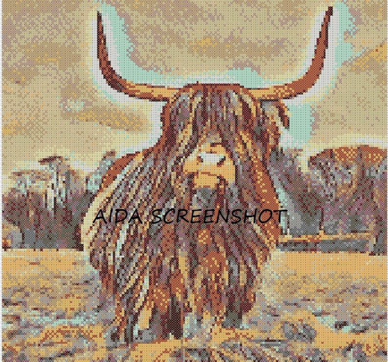 Highland Cow 'moo Munch' Cross Stitch Pattern Pdf Instant Download - Etsy