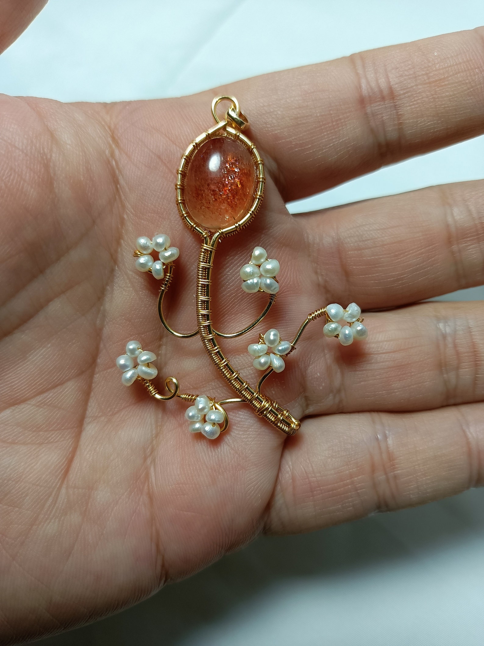 Beautiful Handmade Natural Sunstone Pendant 14k Gold Plated - Etsy