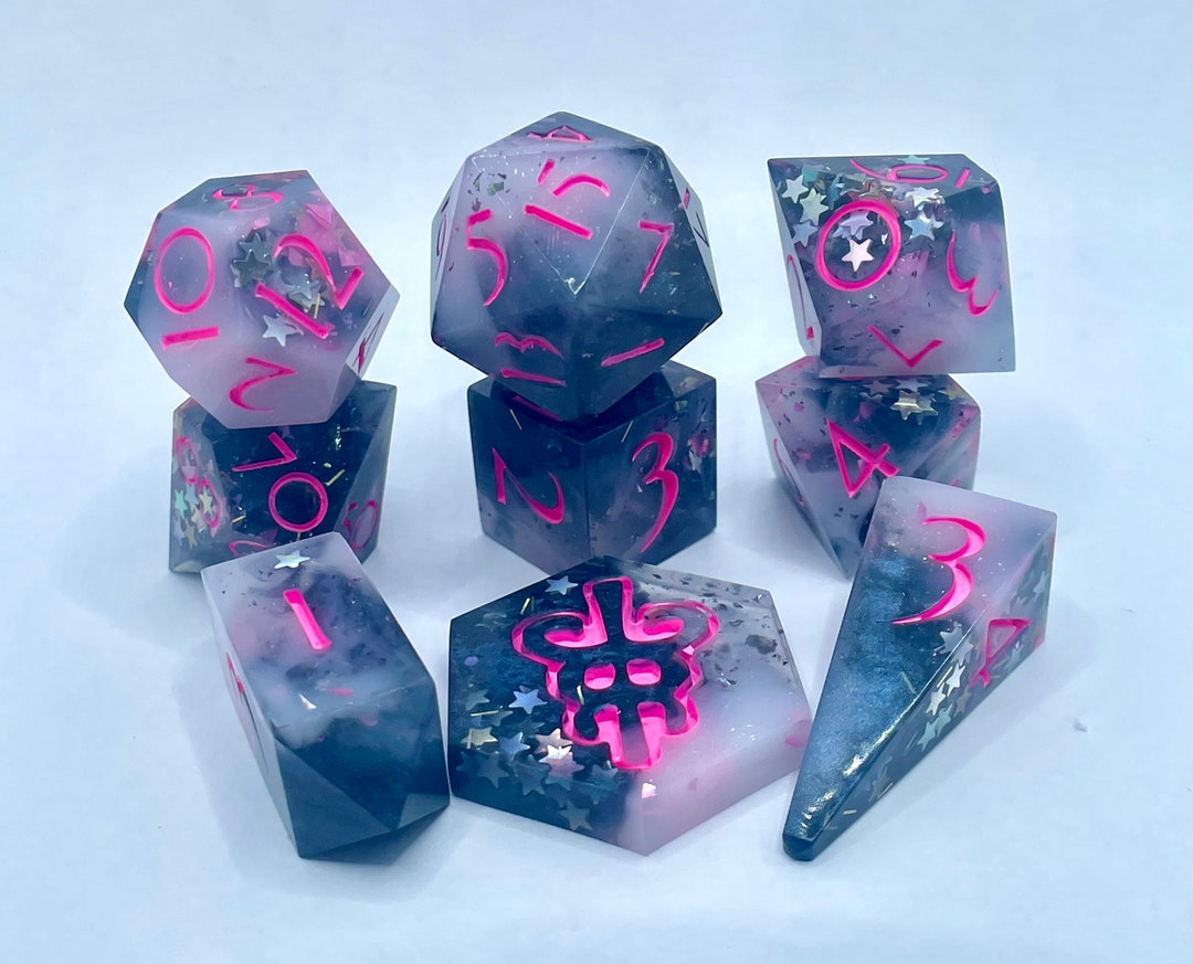 Pretty Chaos 9piece Set of Polyhedral Dice With Extra Pip D6 - Etsy