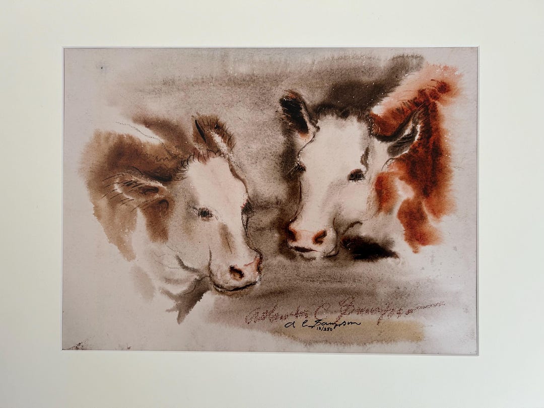 Cattle on the Sampson Farm | Atlanta Sampson Watercolor 14x10 Print - Etsy
