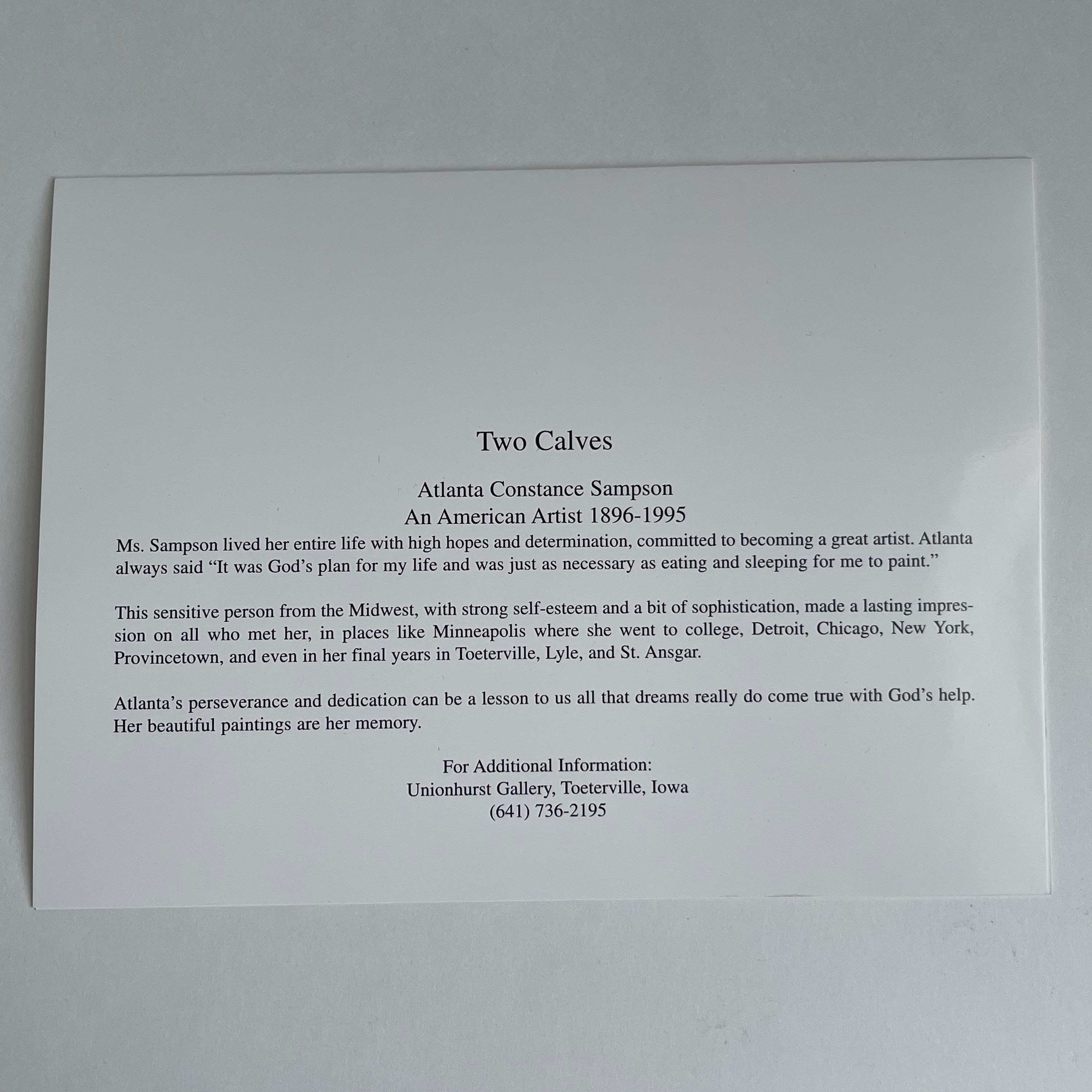 Two Calves | Atlanta Sampson Watercolor Blank Inside Card, Any Occasion ...