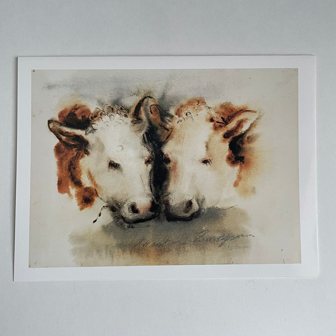 Two Calves | Atlanta Sampson Watercolor Blank Inside Card, Any Occasion ...