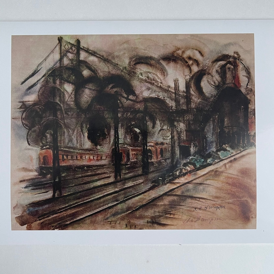 Tren de pasajeros / Atlanta Sampson Acuarela tarjeta interior en blanco ...