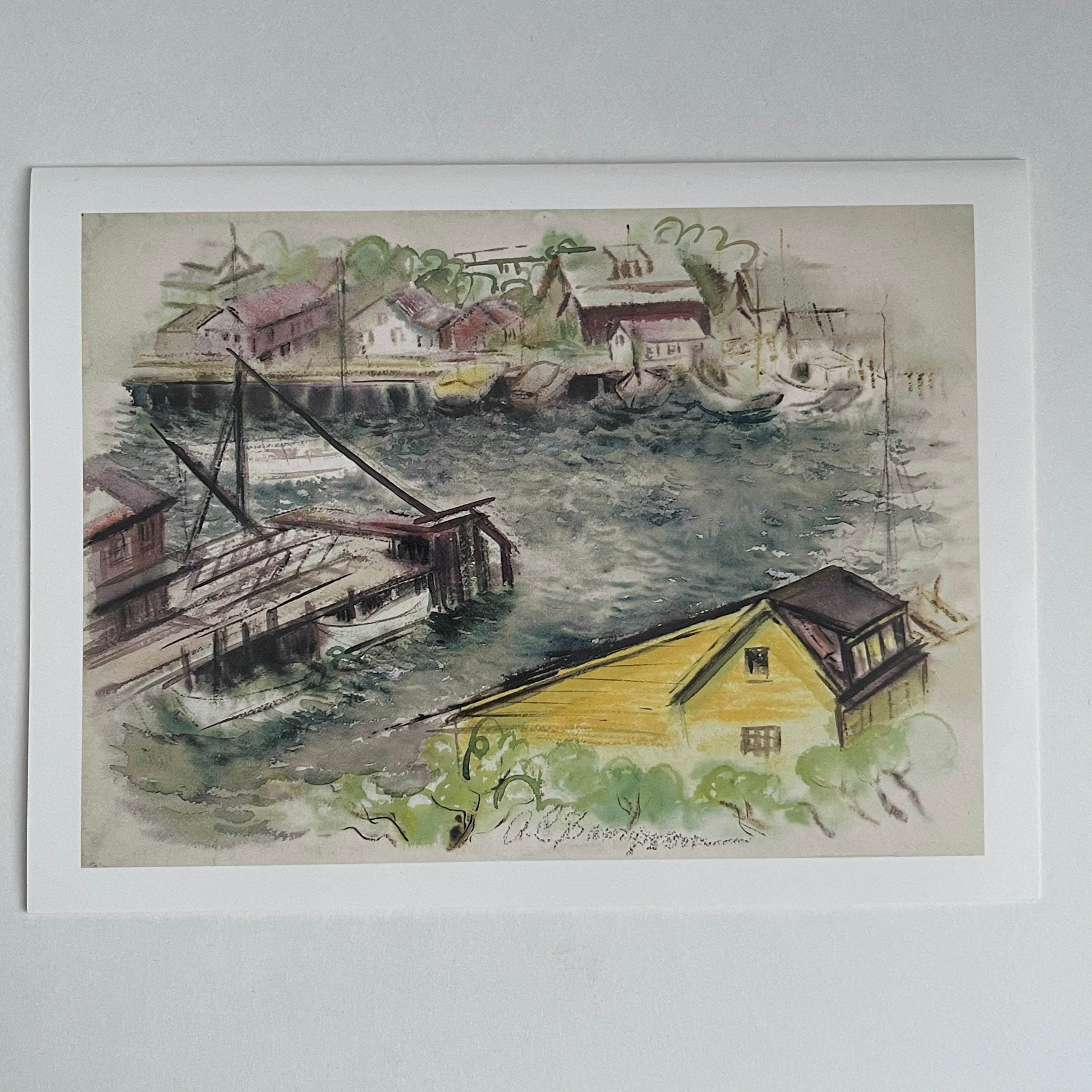 Barcos en Gloucester / Atlanta Sampson Acuarela en blanco - Etsy España