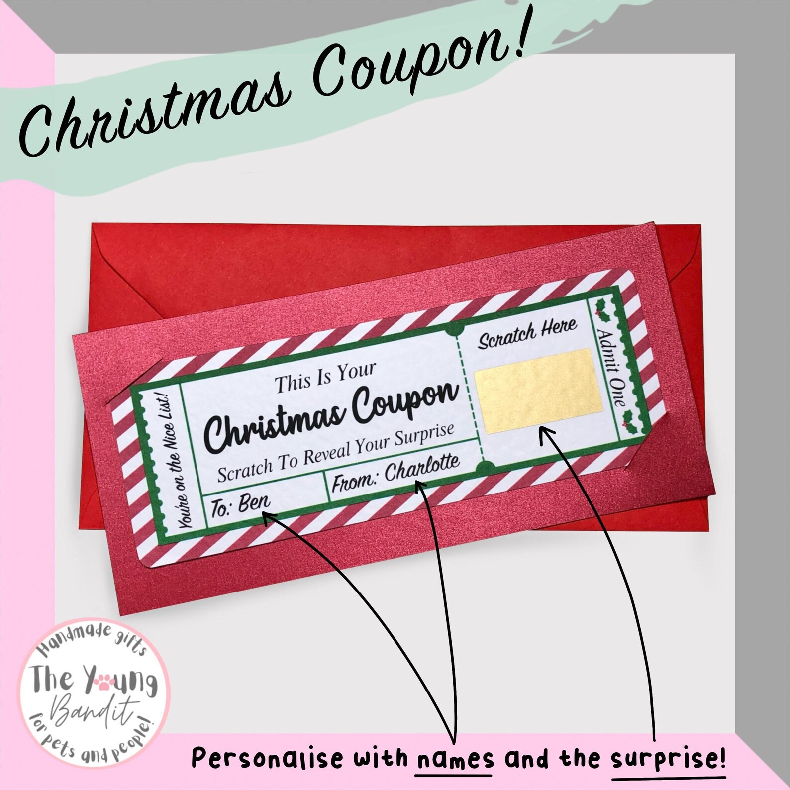 Personalised Christmas Coupon Christmas Gift Card Surprise - Etsy