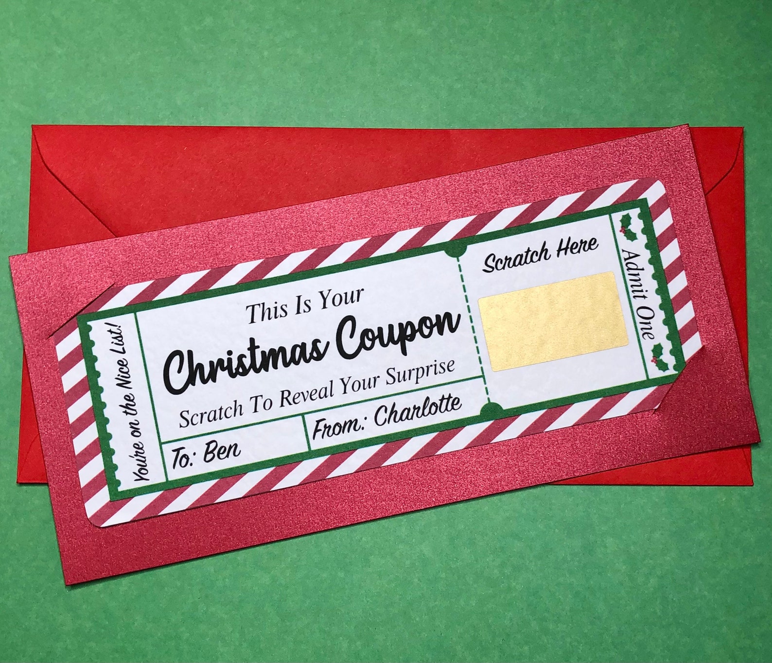 Personalised Christmas Coupon Christmas Gift Card Surprise - Etsy