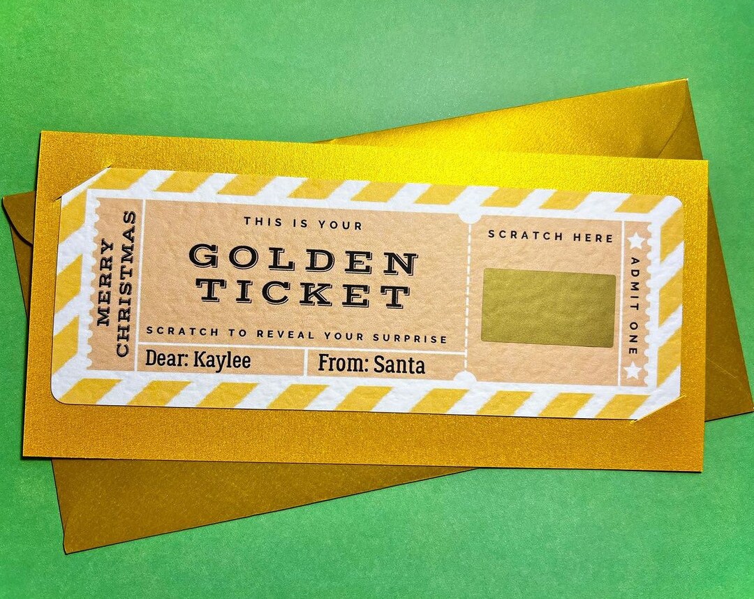 Personalised Golden Ticket, Personalised Surprise Ticket, Scratch Card ...