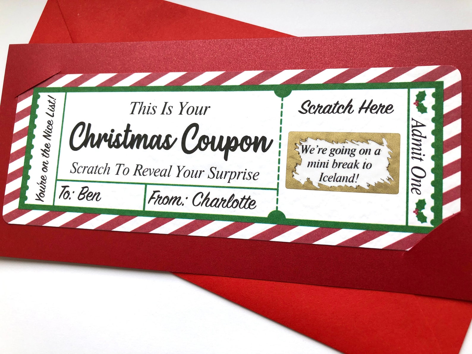 Personalised Christmas Coupon Christmas Gift Card Surprise - Etsy