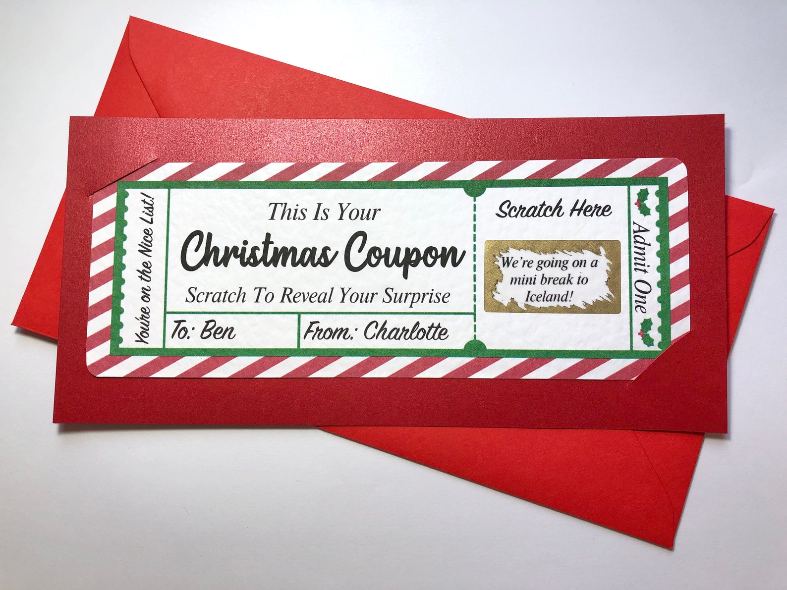 Personalised Christmas Coupon Christmas Gift Card Surprise - Etsy