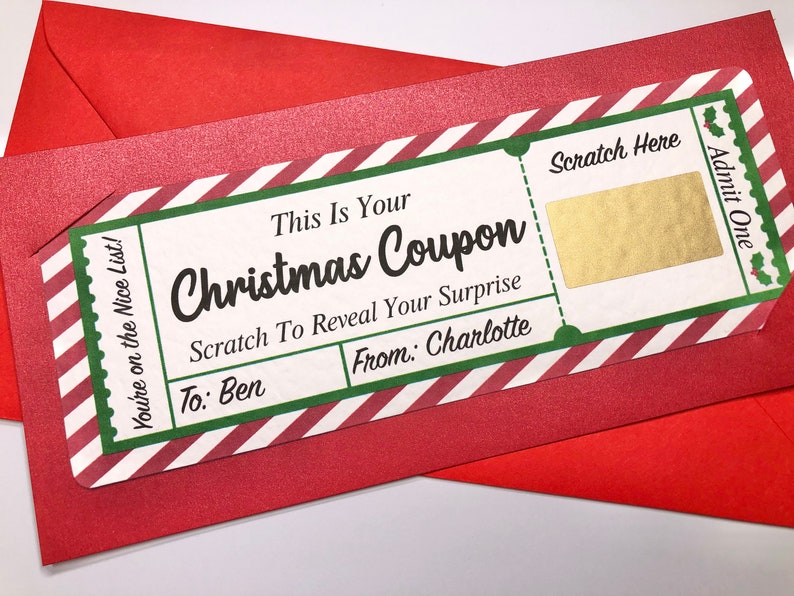 Personalised Christmas Coupon Christmas Gift Card Surprise - Etsy