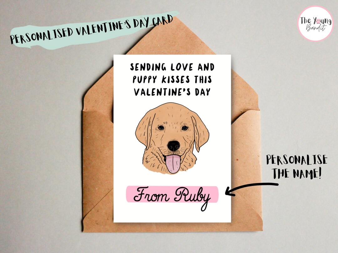 Personalised Labrador Puppy Valentines Day Card, Puppy Kisses ...