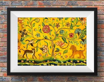 Peridexion Tree Art Print, Tree of Life Painting, Medieval Bestiary ...