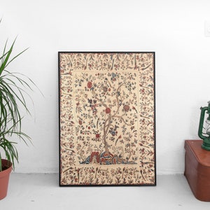 Antique Indian Textile Print, Vintage Kalamkari Tree of Life, Palampore ...