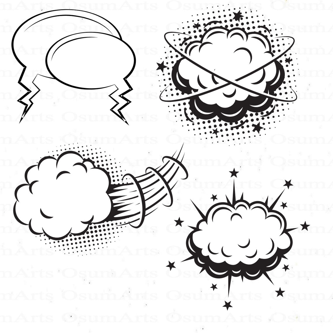 Speech Bubbles SVG, Comic Speech Bubbles Svg, Speech Bubble Clipart ...