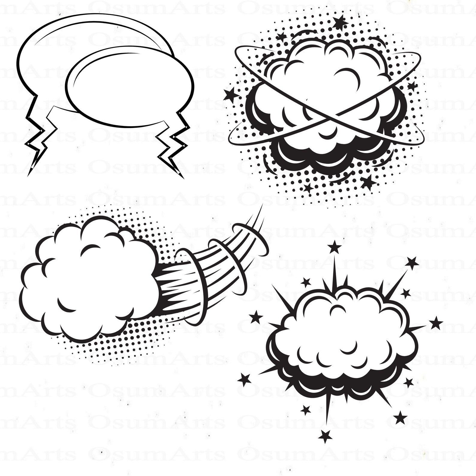 Speech Bubbles SVG, Comic Speech Bubbles Svg, Speech Bubble Clipart ...