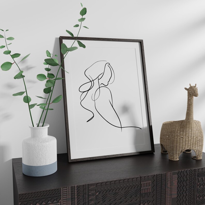 Woman Line Art Print, Female Poster, Minimalist Woman Art, Abstract ...