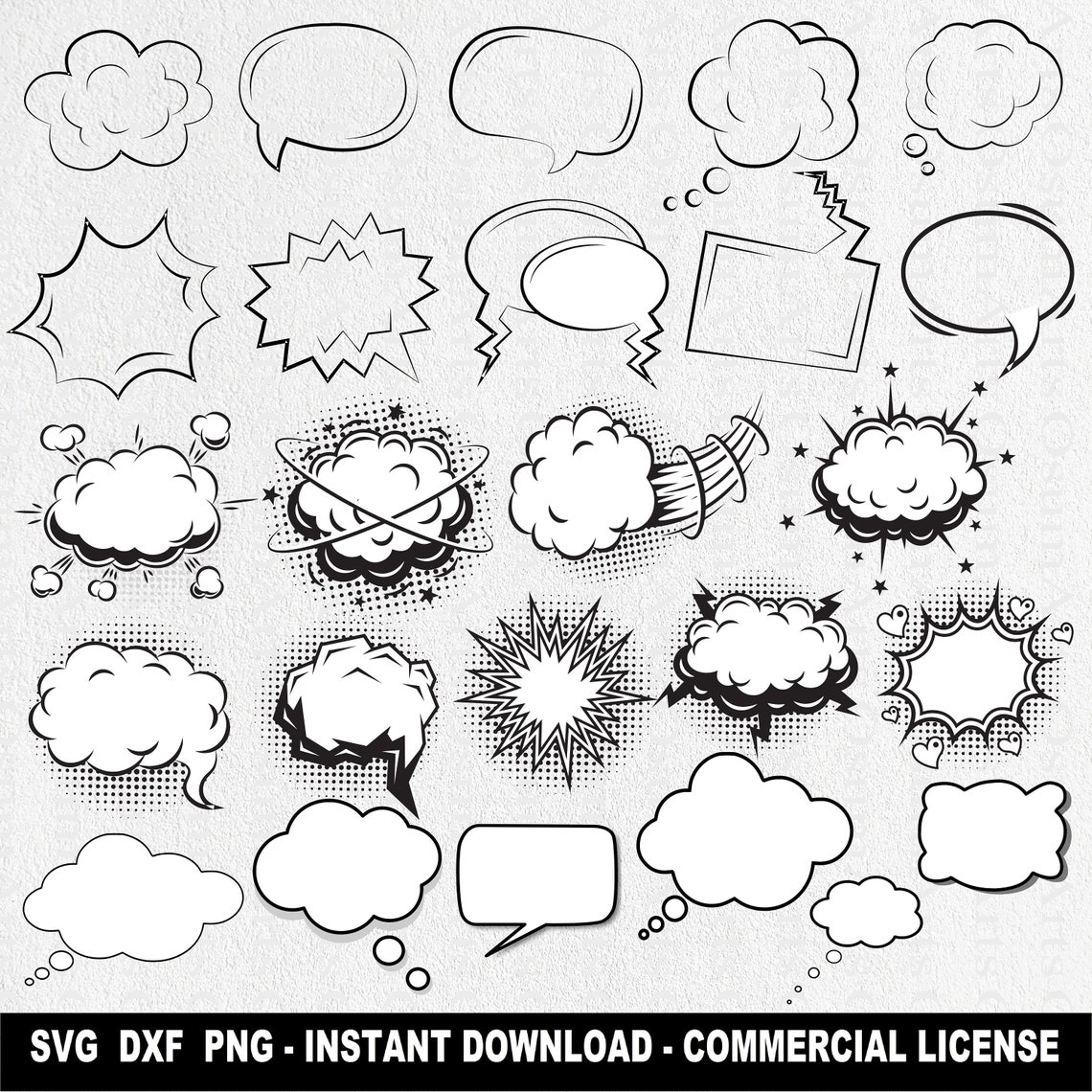 Speech Bubbles SVG Comic Speech Bubbles Svg Speech Bubble - Etsy