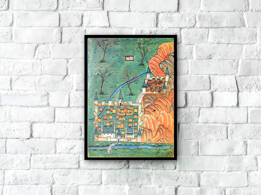 Antique Matrakci Nasuh Hamedan Map, 16th Century Map, Vintage Matrakci ...