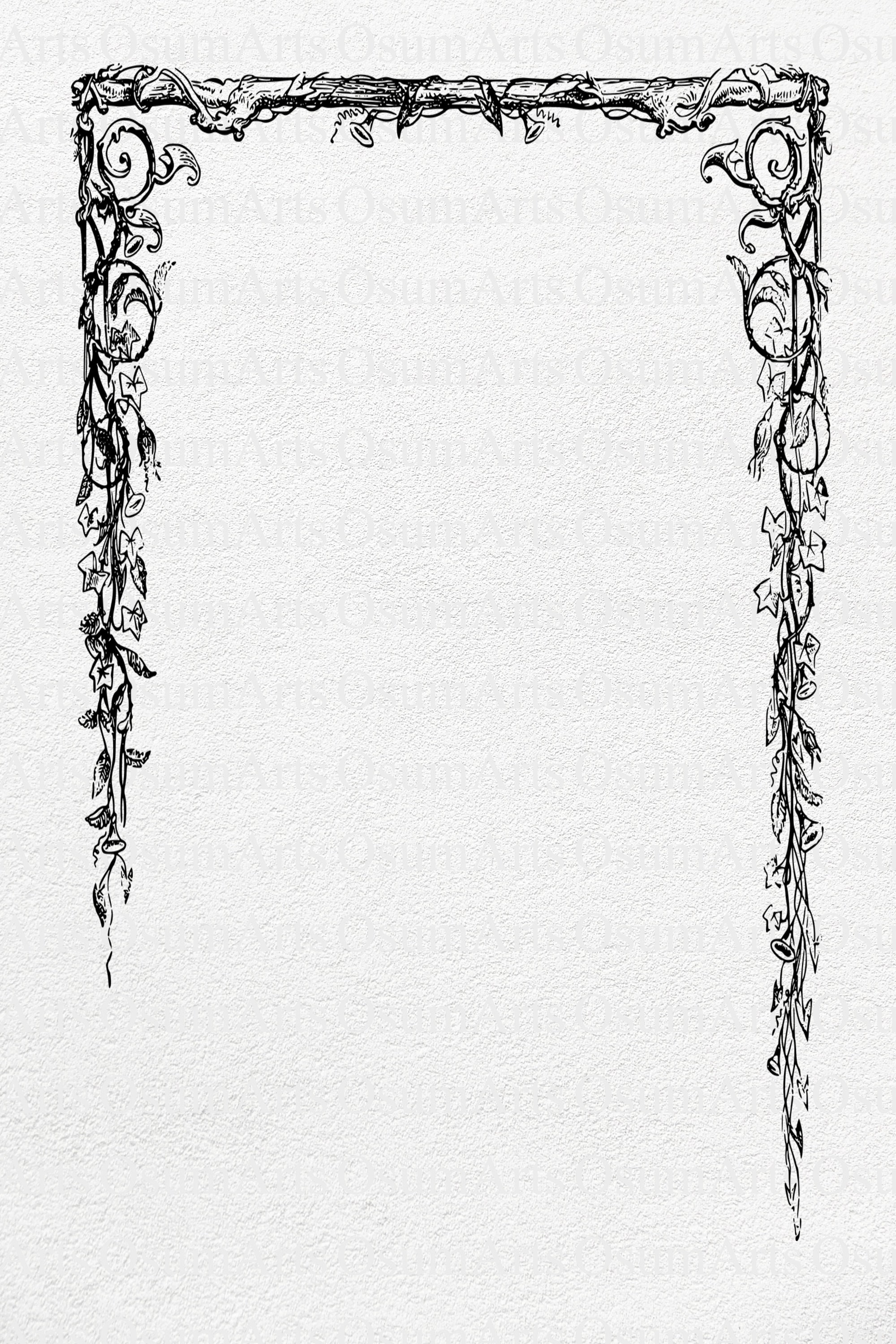 Vintage Leafy Half Border SVG, Vine Border SVG, Decorative Ornaments ...