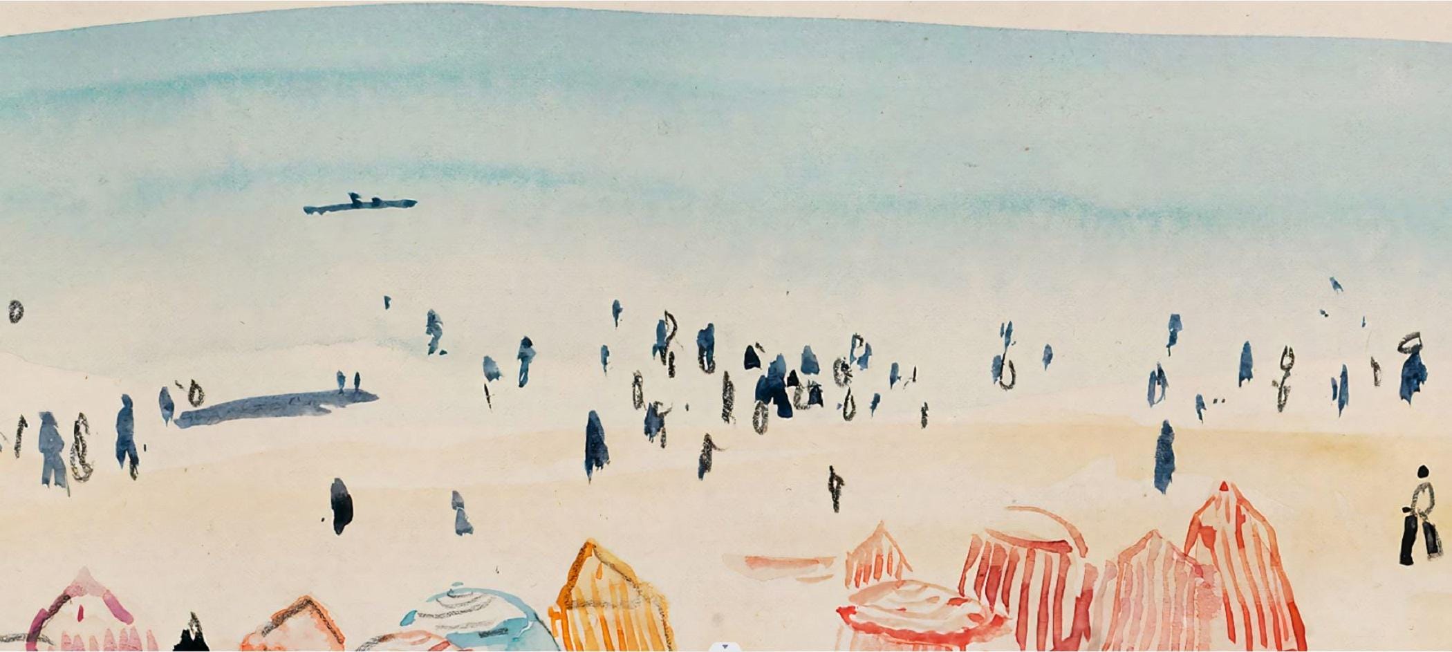 Vintage Beach Scene 1900s, Vintage Coastal, Seascape Painting, Beach ...