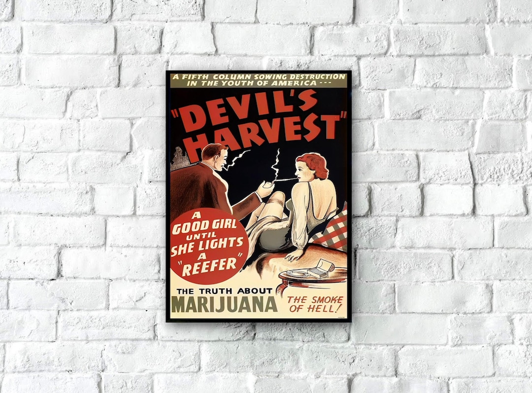 Marijuana Poster Print - Vintage Devil’s Harvest Movie Poster, Movie ...
