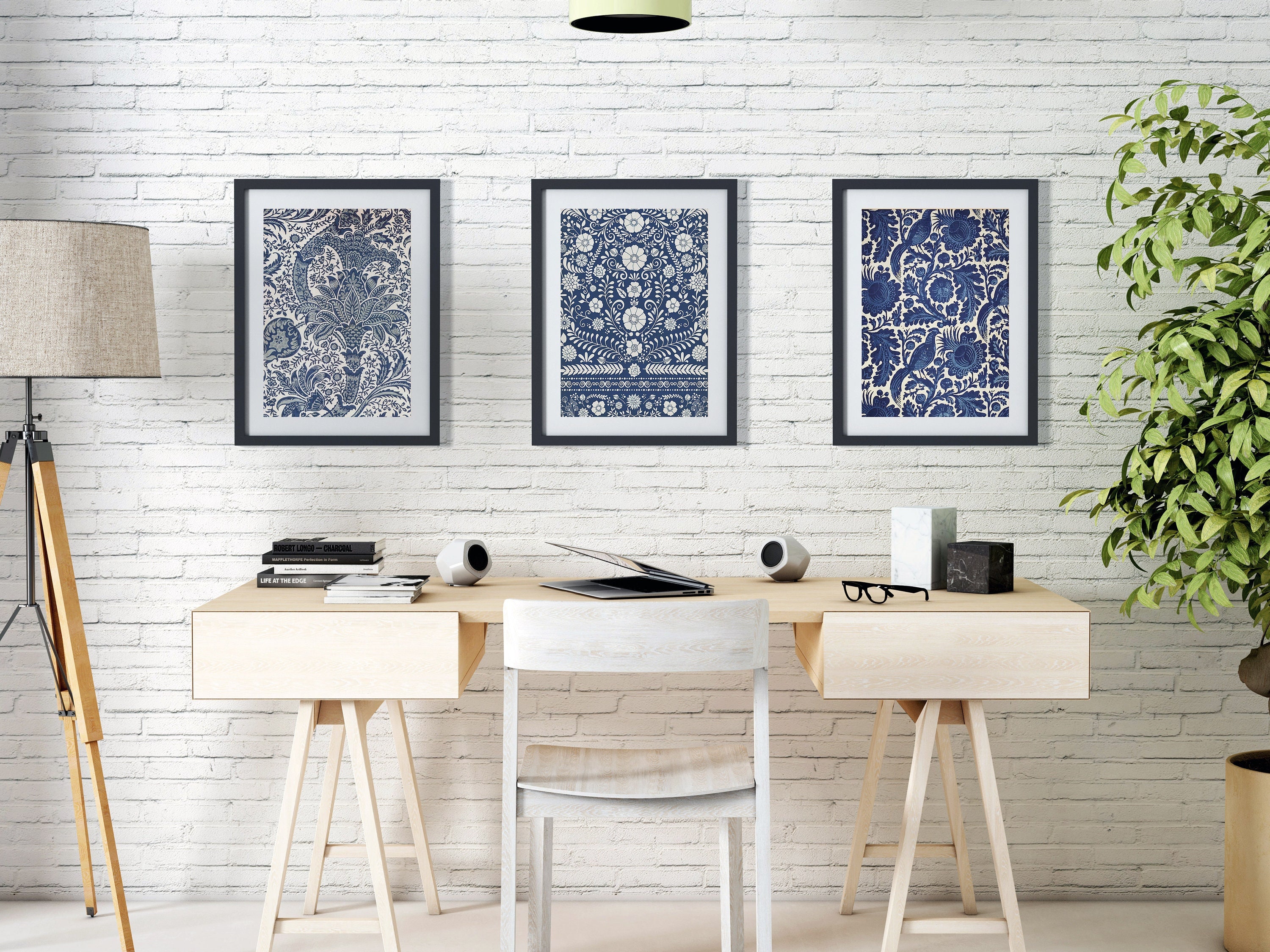 Indigo Art Set of 3, Indigo Wall Art, Indigo Blue Decor, Indian ...