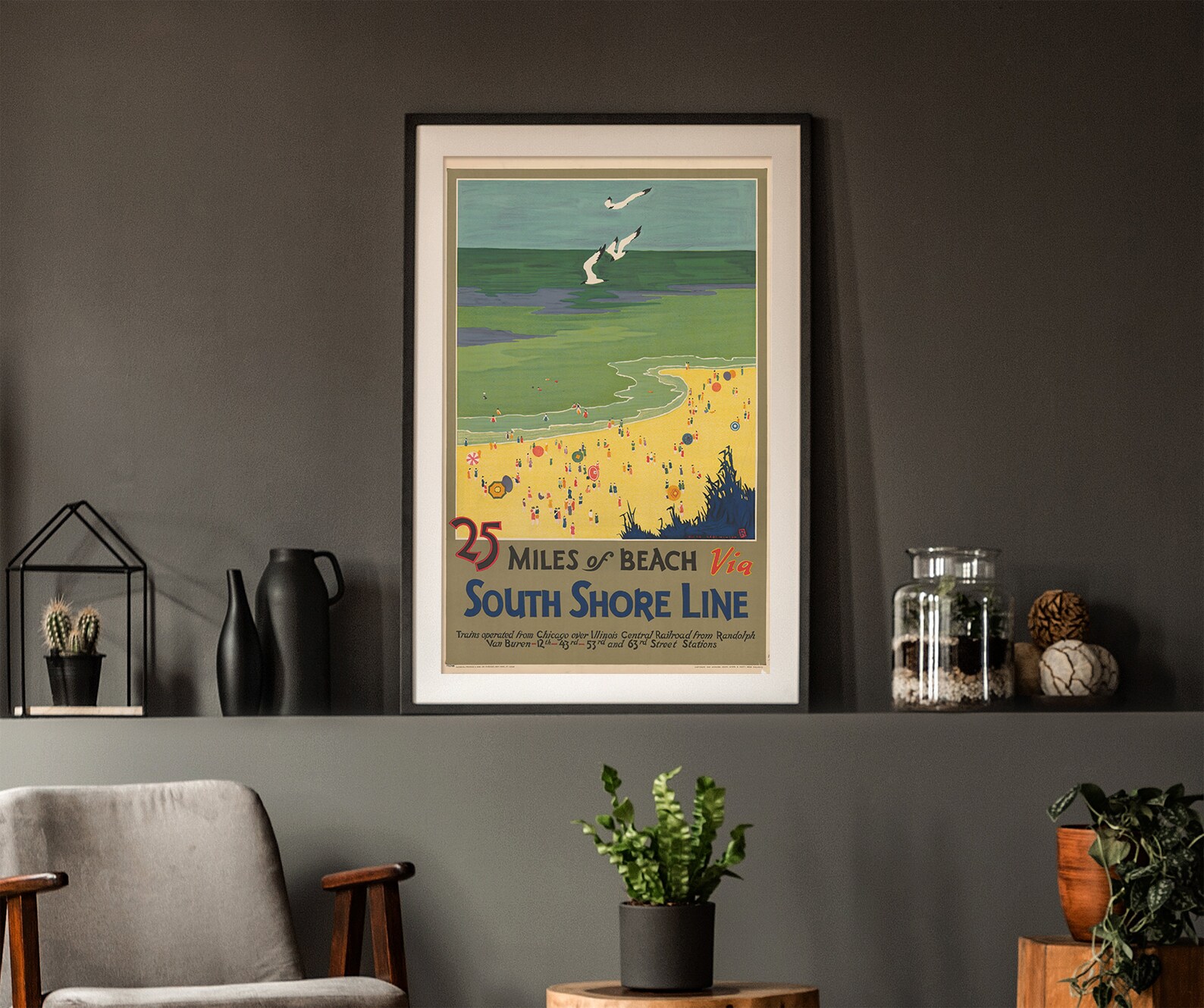 Original 25 Miles of Beach South Shore Line Vintage Poster - Etsy