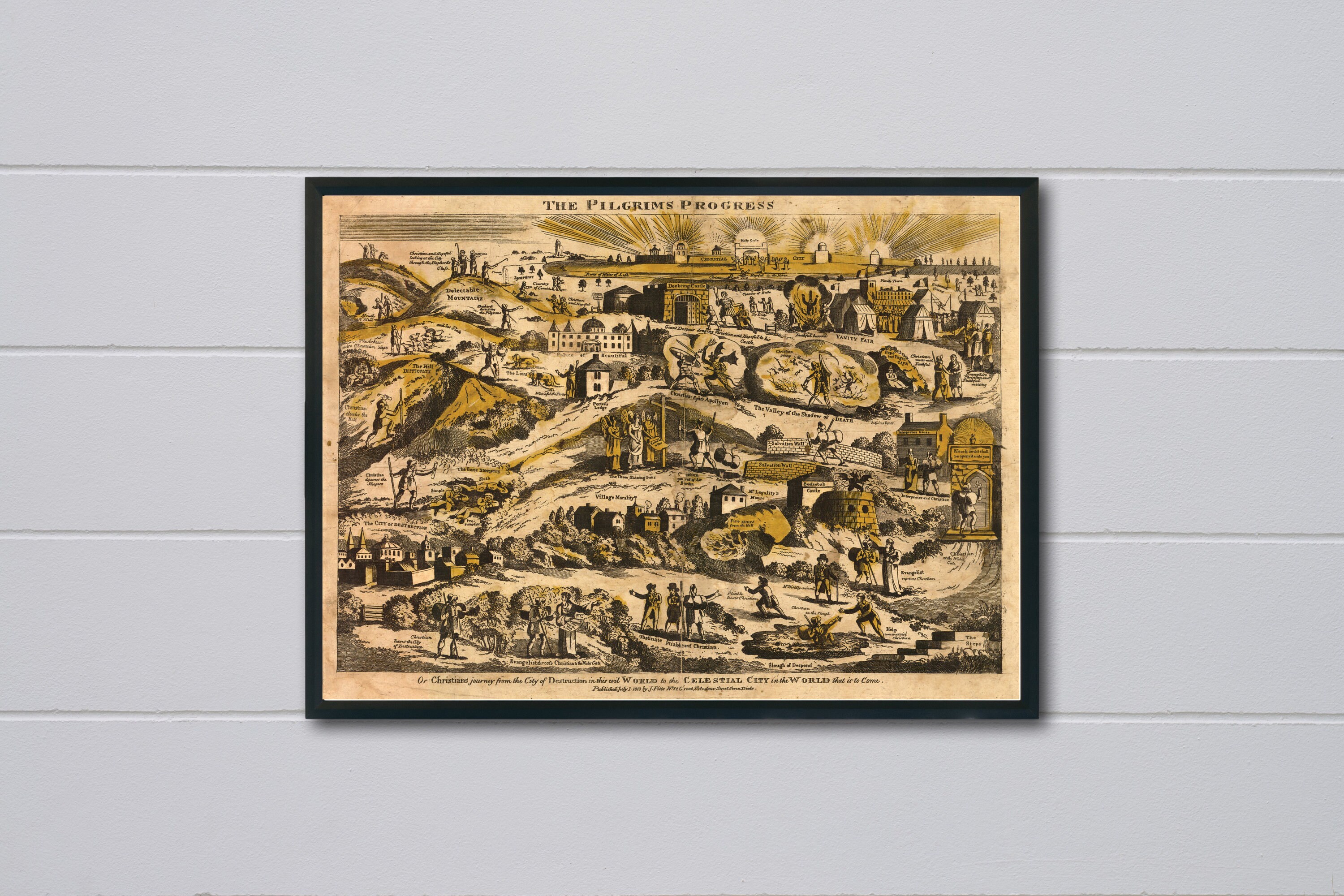 The Pilgrim's Progress Map 1813 Print Illustration Map of - Etsy Australia