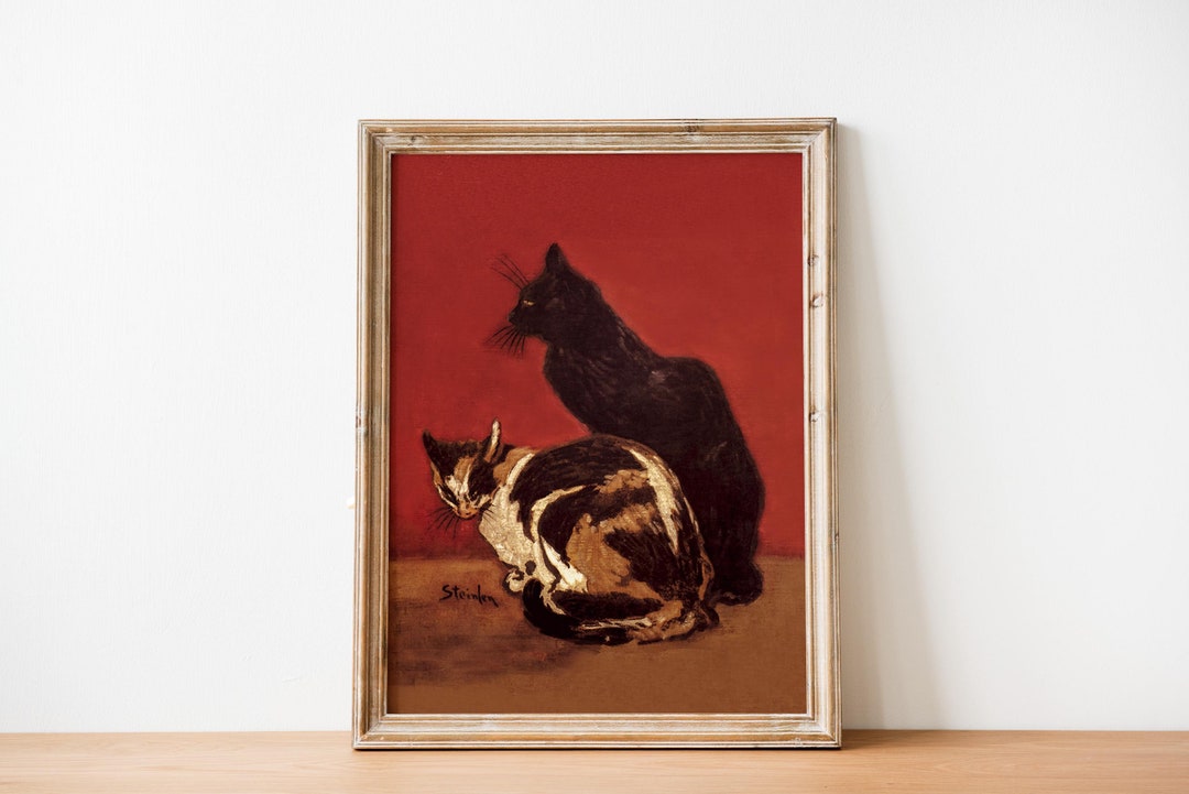 Vintage Cat Painting, Two Cats Art Print, Antique Cats Poster, Vintage ...