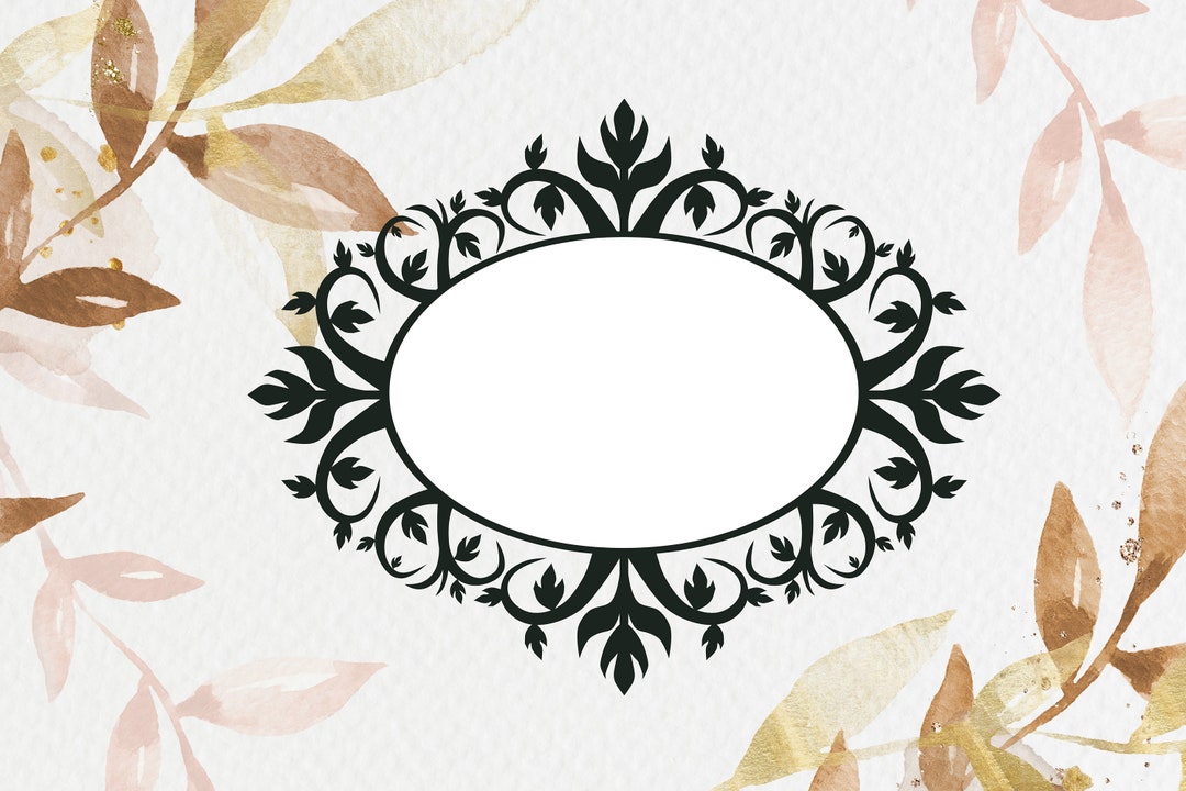 Floral Frame SVG, Ornament Oval Shaped Fancy Frame, Floral Border ...