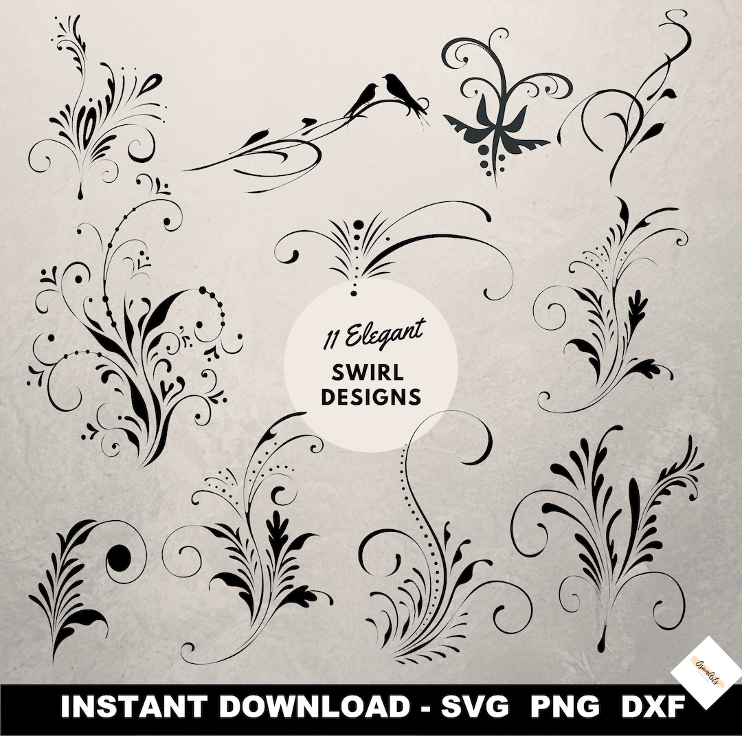 SWIRLS BUNDLE SVG, Vine Ornaments, Vine Svg, Swirls Svg, Decorative ...