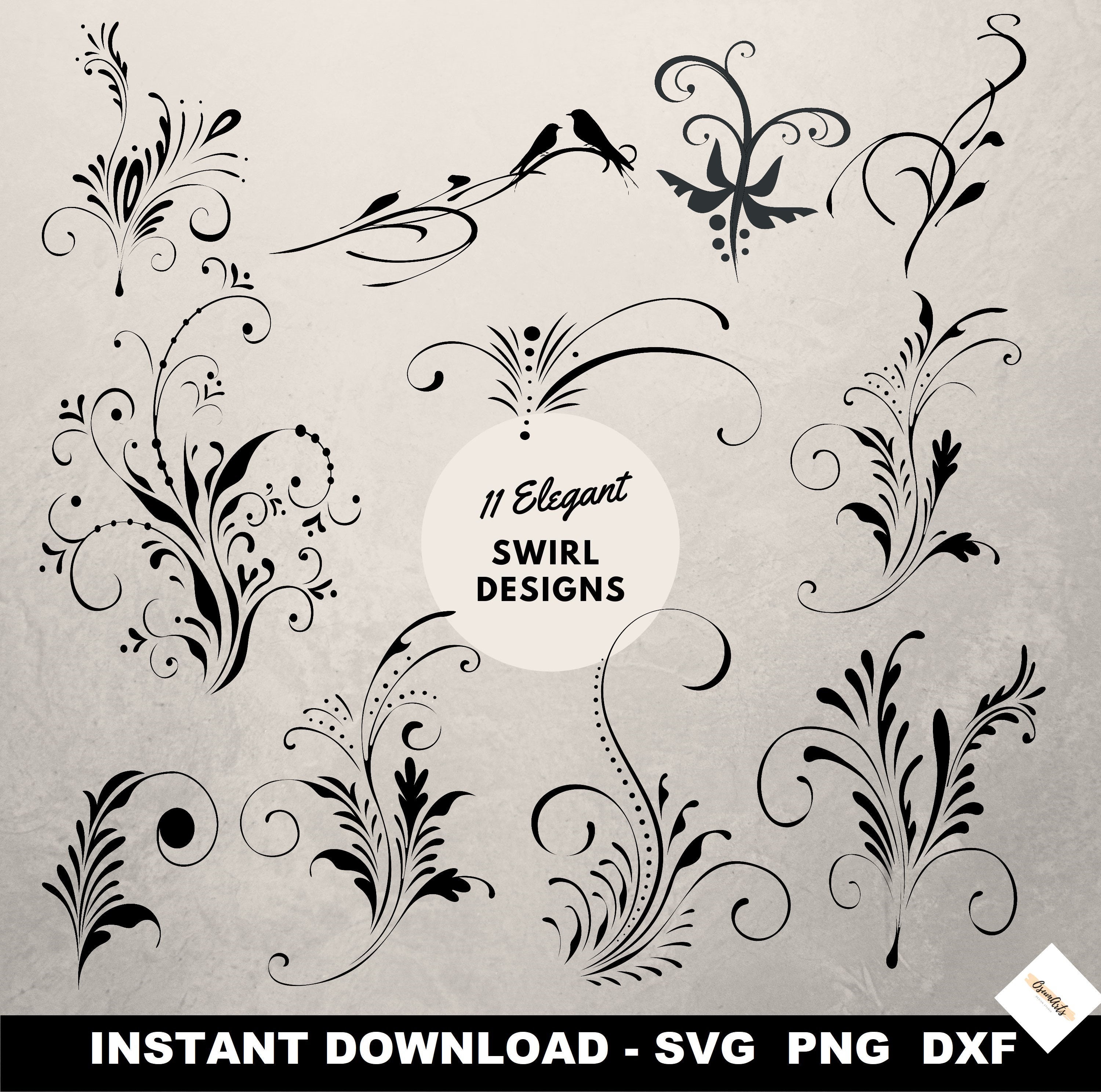 SWIRLS BUNDLE SVG Swirls Svg Decorative Vine Ornaments Vine Svg Clipart ...
