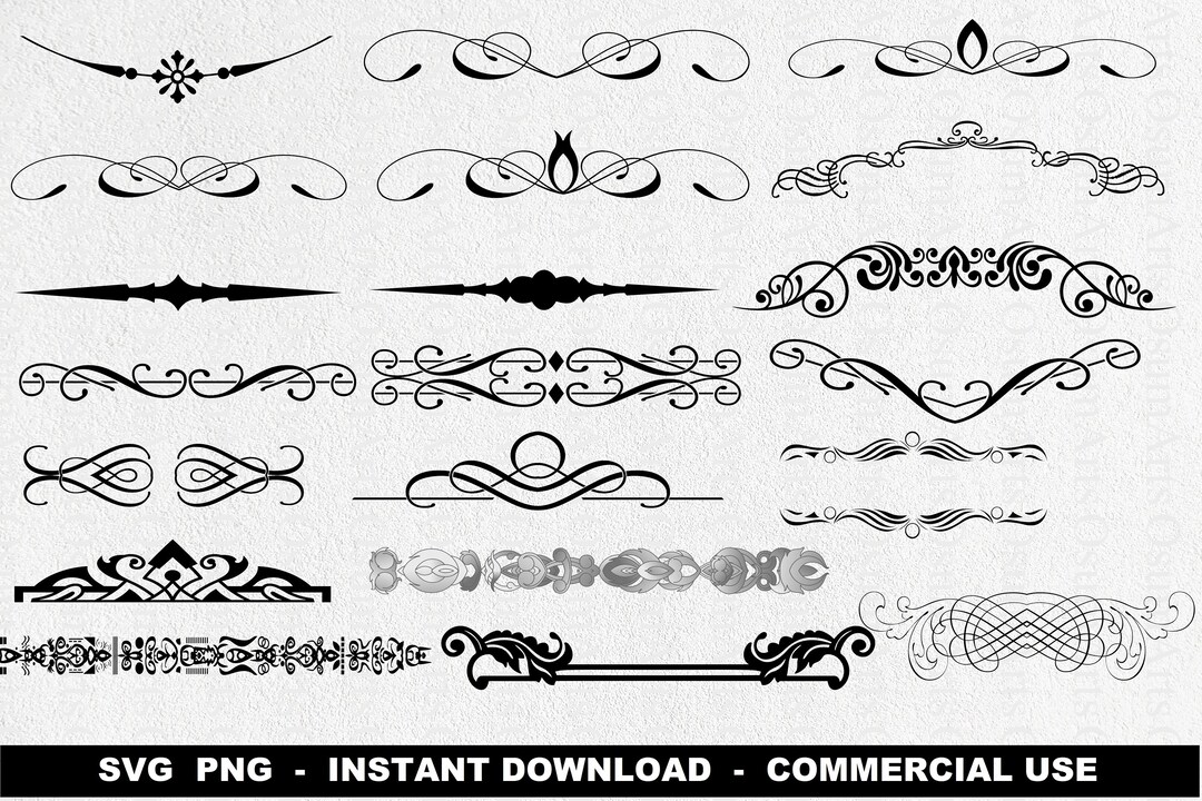20 Hand Drawn Text Dividers SVG Bundle, Floral Ornaments, SVG Cut Files ...