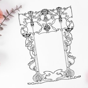 Antique Rectangular Frame, Art Nouveau Border, Vintage Art Nouveau ...