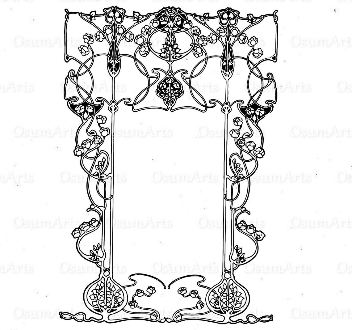 Antique Rectangular Frame Art Nouveau Border Vintage Art - Etsy