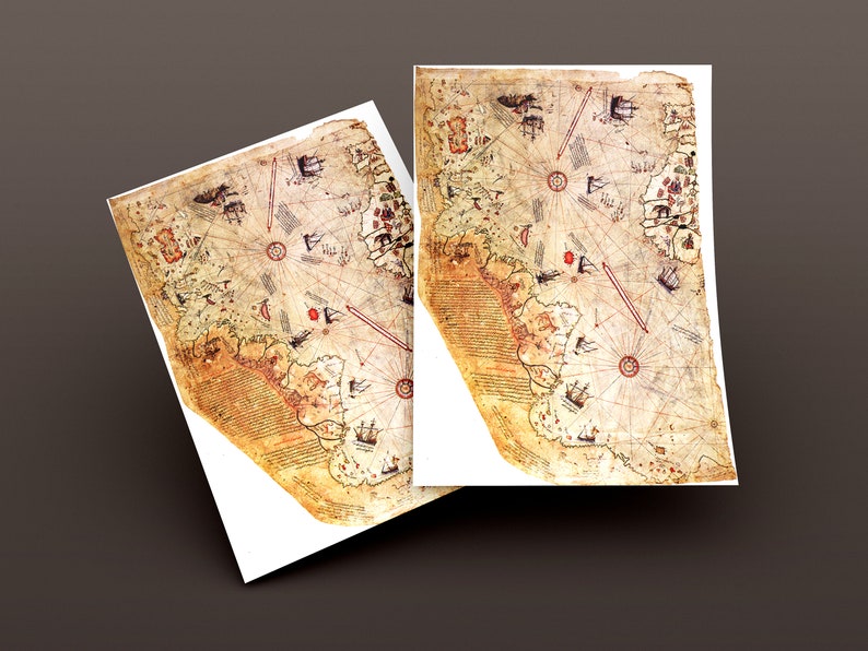 Ancient Piri Reis World Map Ottoman Empire Map Antique World - Etsy