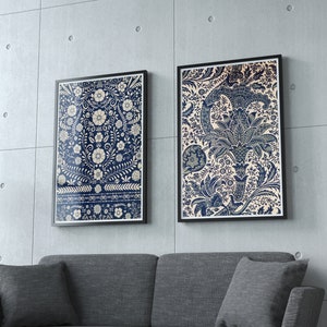 Indigo Art Set of 3, Indigo Wall Art, Indigo Blue Decor, Indian ...