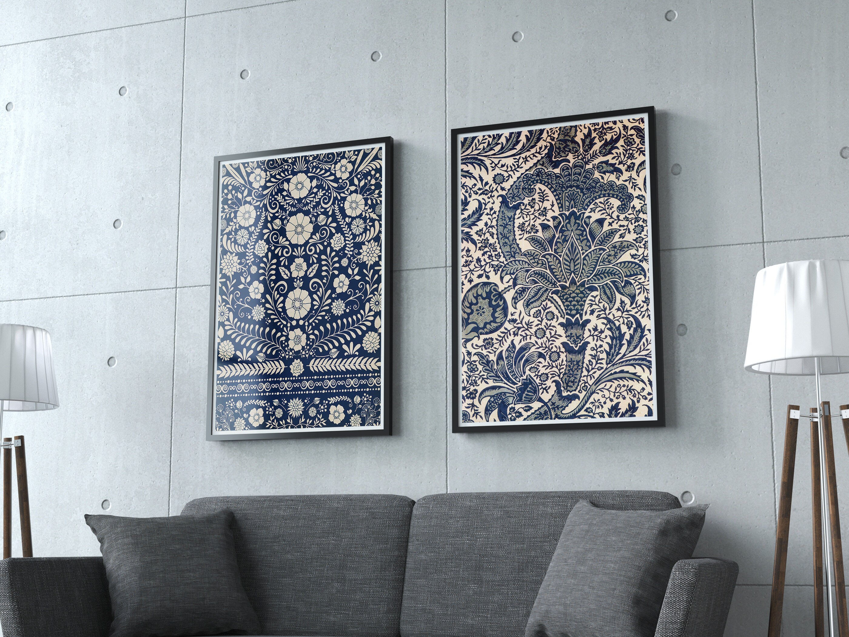 Indigo Art Set of 3, Indigo Wall Art, Indigo Blue Decor, Indian ...