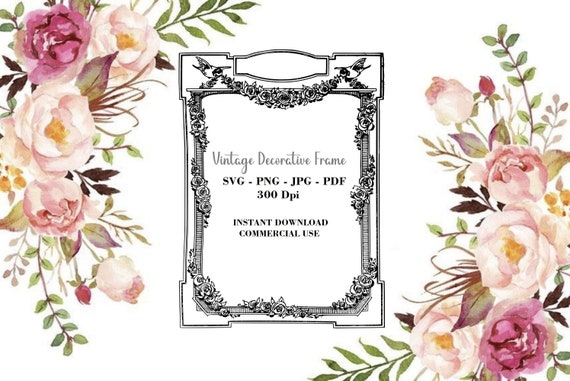 Vintage Victorian Floral Frame Vintage Frames SVG Frame | Etsy