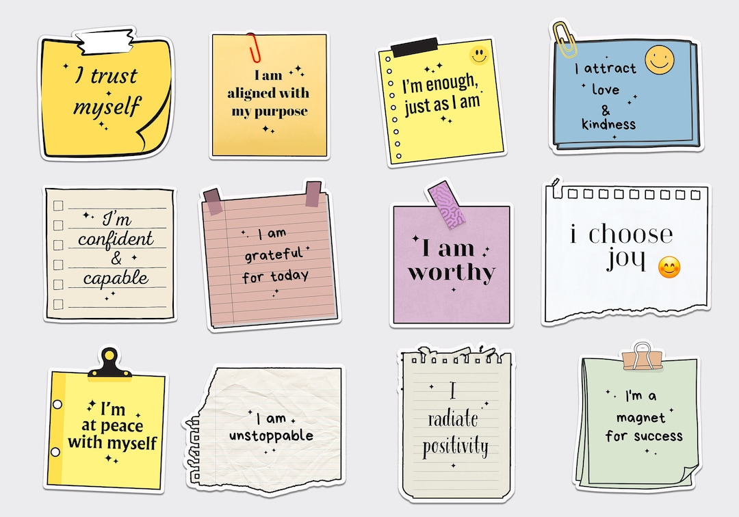 Affirmations Printable Stickers, Affirmations Sticky Notes Png ...