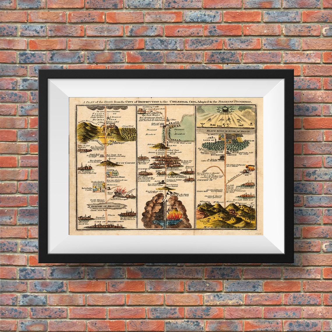 The Pilgrim's Progress Map 1821 Print A Plan of the Road - Etsy
