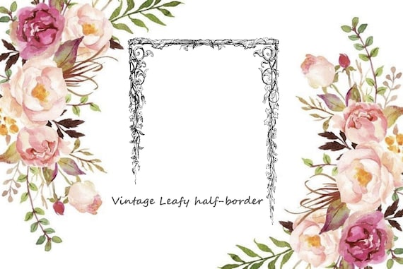 Vintage Leafy Half Border SVG Vine Border SVG Decorative | Etsy