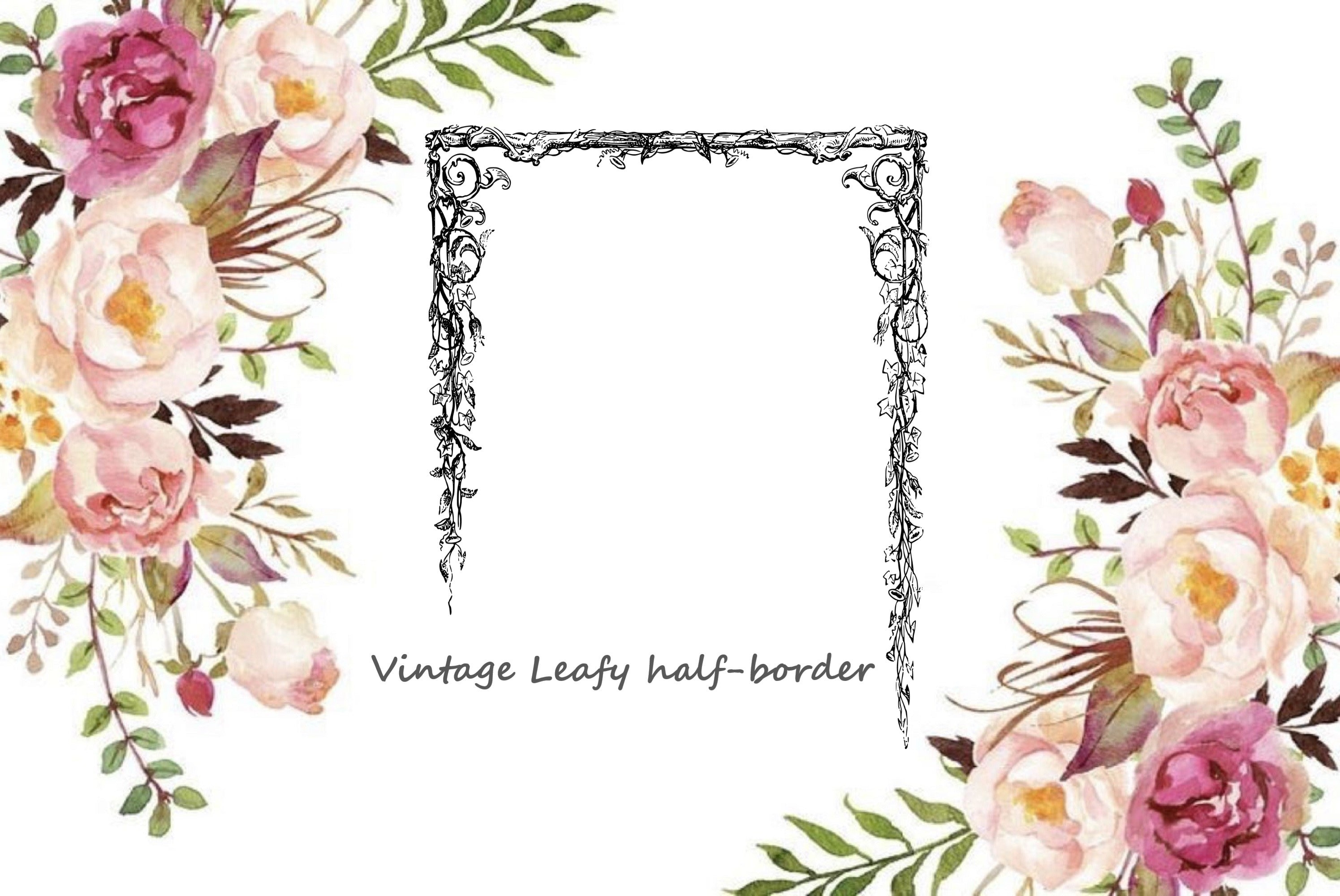 Vintage Leafy Half Border SVG, Vine Border SVG, Decorative Ornaments ...
