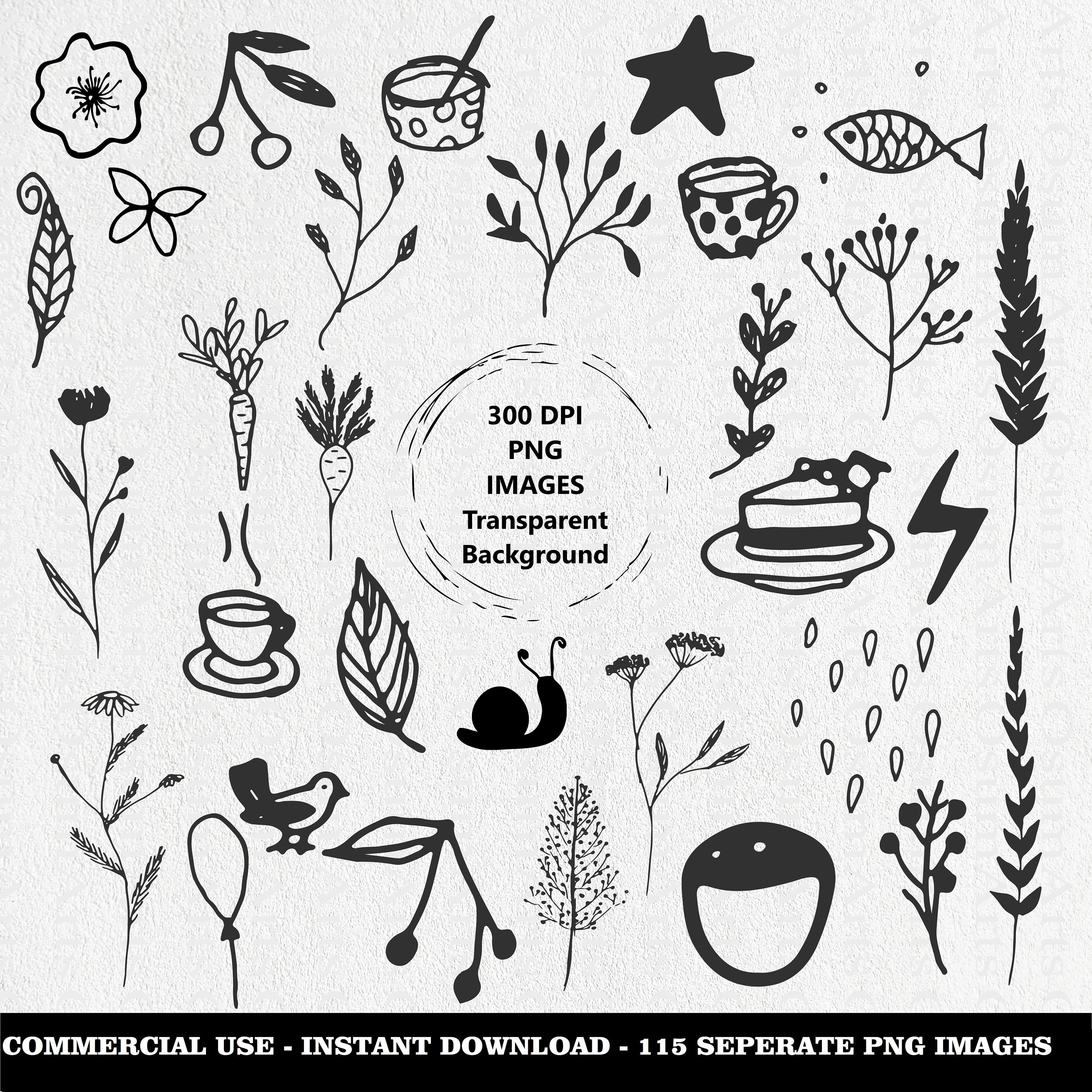 Doodle Clipart Commercial Use Hand Drawn Clipart Summer - Etsy