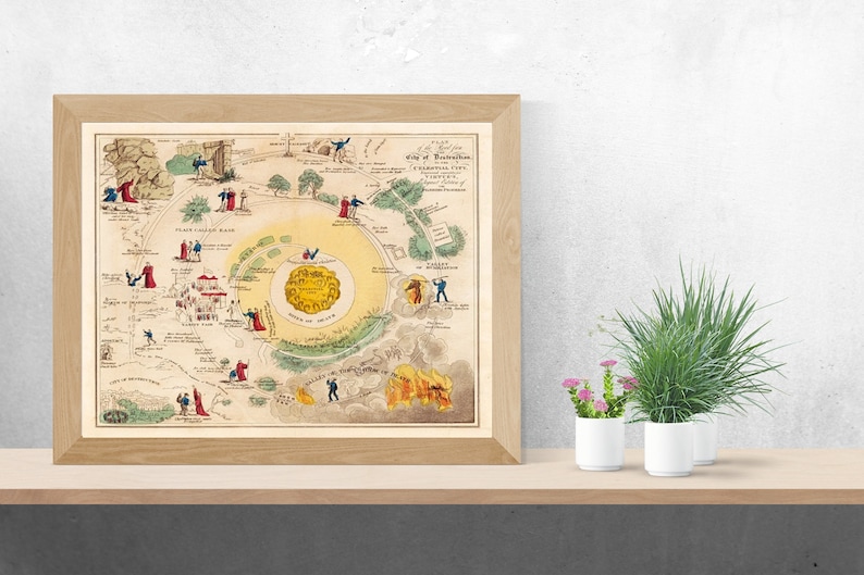 The Pilgrim's Progress Map 1850 Print the Road From the - Etsy