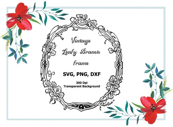 Vintage Leafy Branch Frame SVG Vintage Frame Clipart Vintage | Etsy